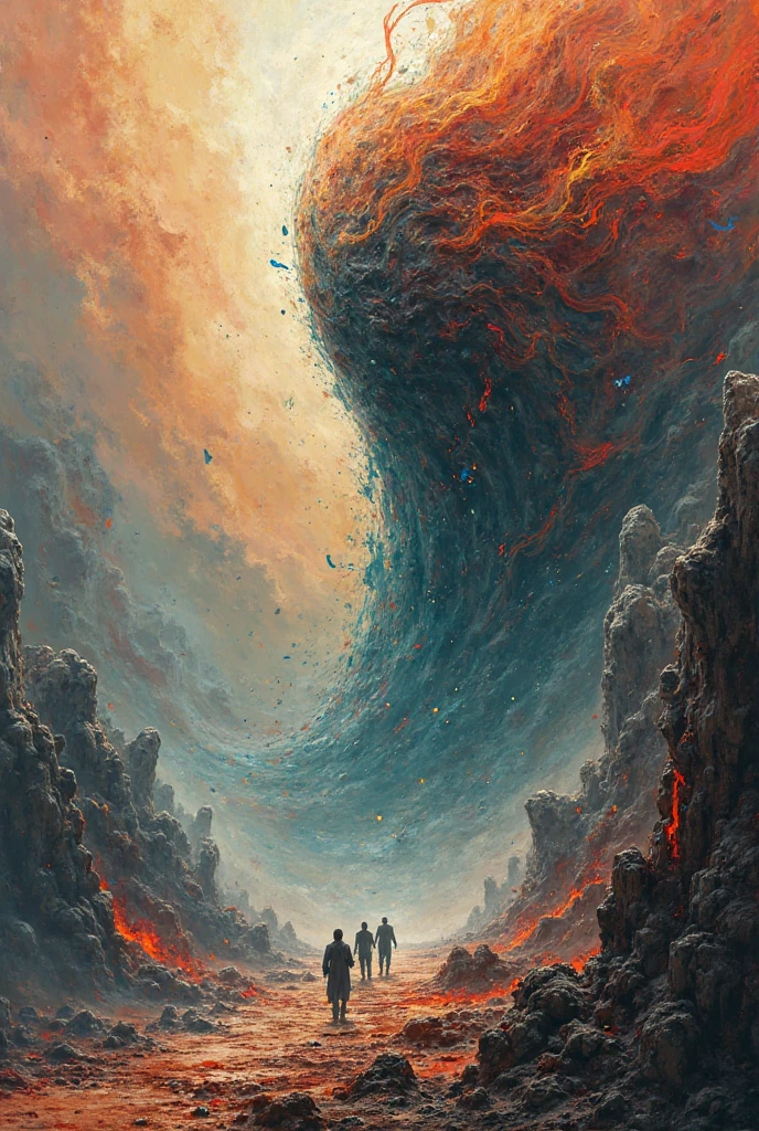 An abstract visual work in a contemporary way that expresses an epic ...
