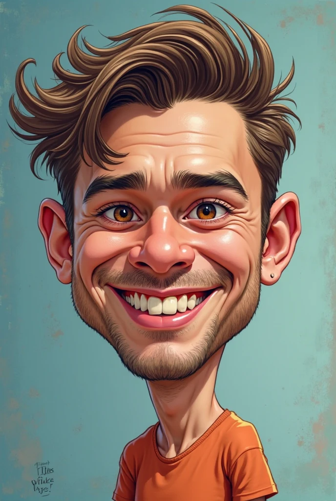 *"Transform the photo into an artistic caricature, exaggerating the ...