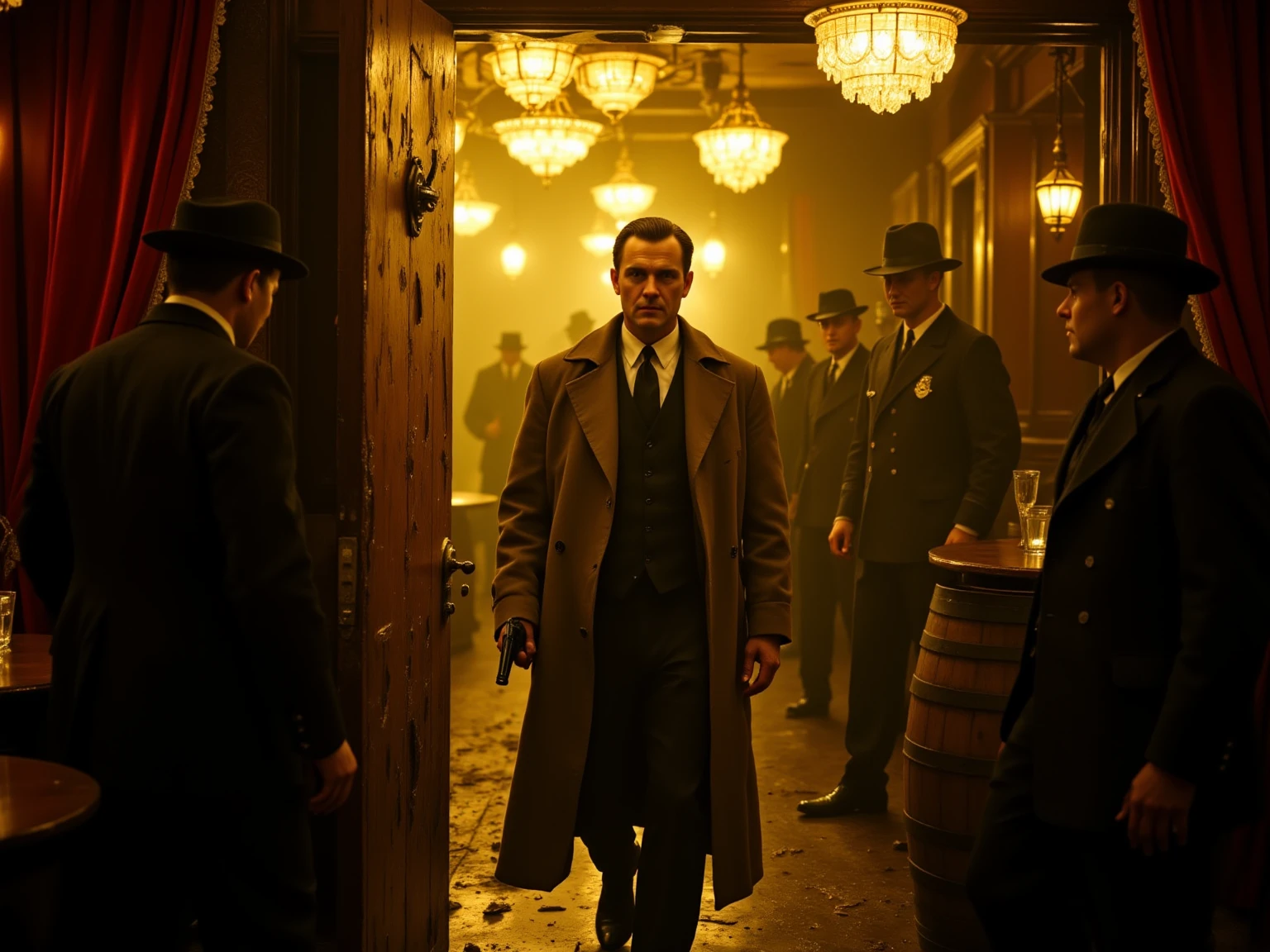A cinematic Prohibition-era scene set in 1920s Chicago. Eliot Ness has ...