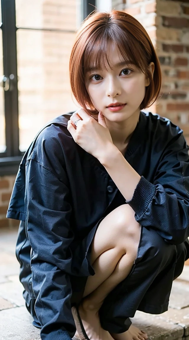 ( small ), (18 years old), ( very small head ), dawn - SeaArt AI