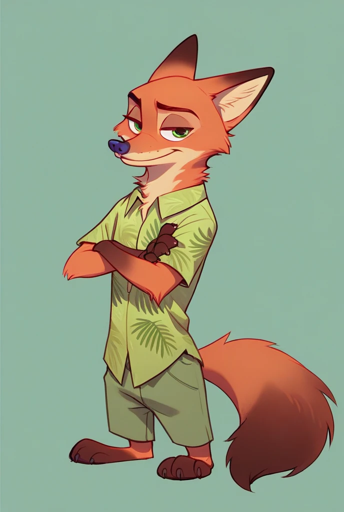 Nick Wilde in Ratatatat74 style-inspired, green eyes, fluffy tail ...