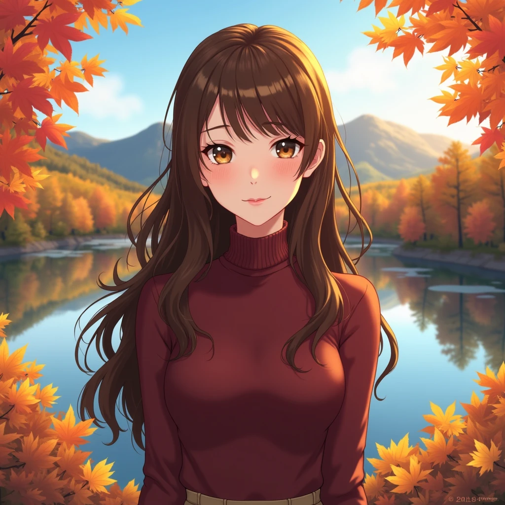 The image captures her face and upper body, Create an anime-style ...