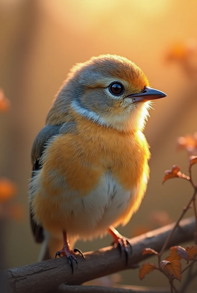 A mesmerizing close-up portrait of a gorgeous little bird illuminated ...