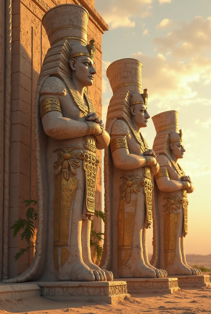 Statues of ancient Egyptian civilization with their gilded, beautiful ...