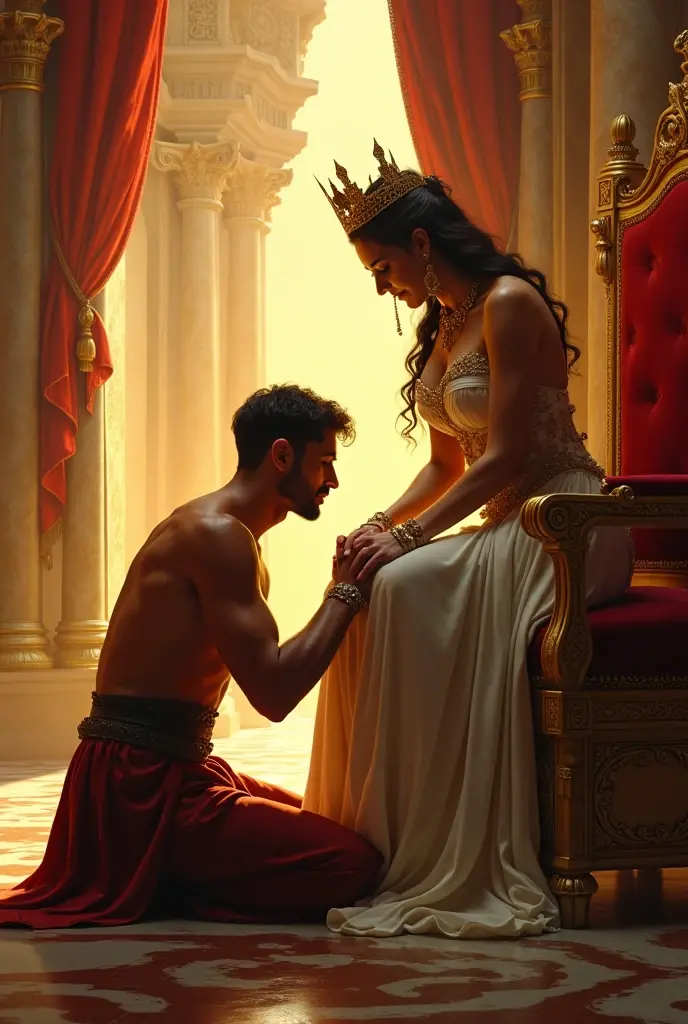 Hyper-realistic dark fantasy portrait of a shrunken young muscular king ...