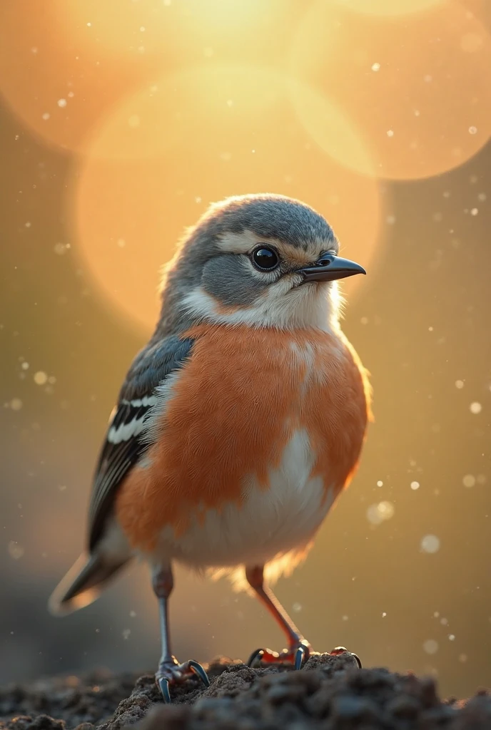 A charming close-up portrait，Showing a beautiful bird， illuminated by ...