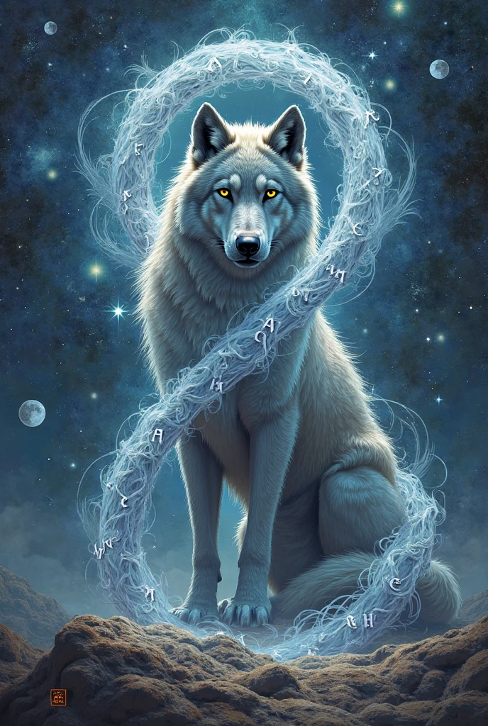 Infinity sign in the form of a wolf with the letters A and H - SeaArt AI
