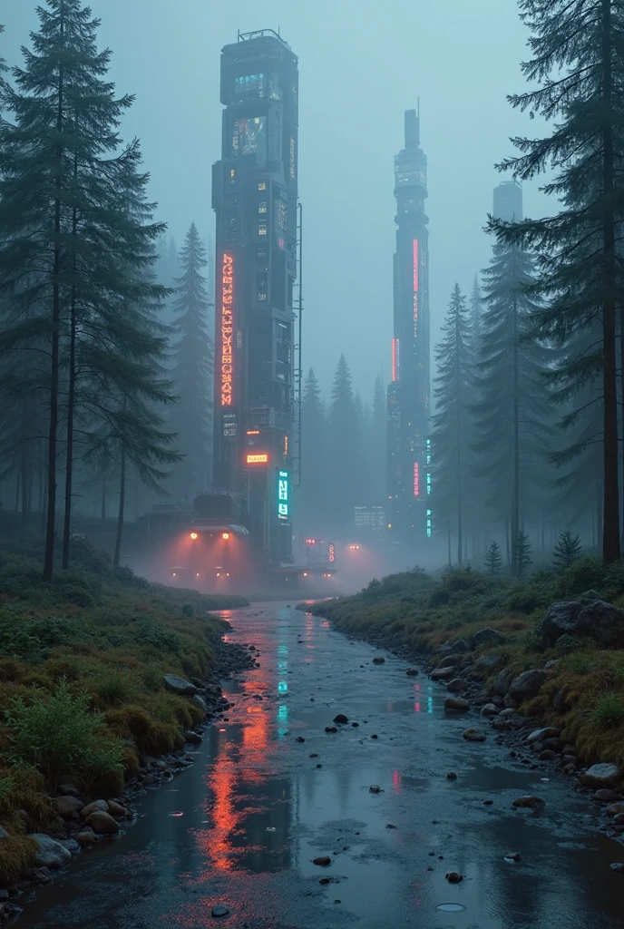 "Blade Runner-inspired dystopian control centers in serene landscapes ...