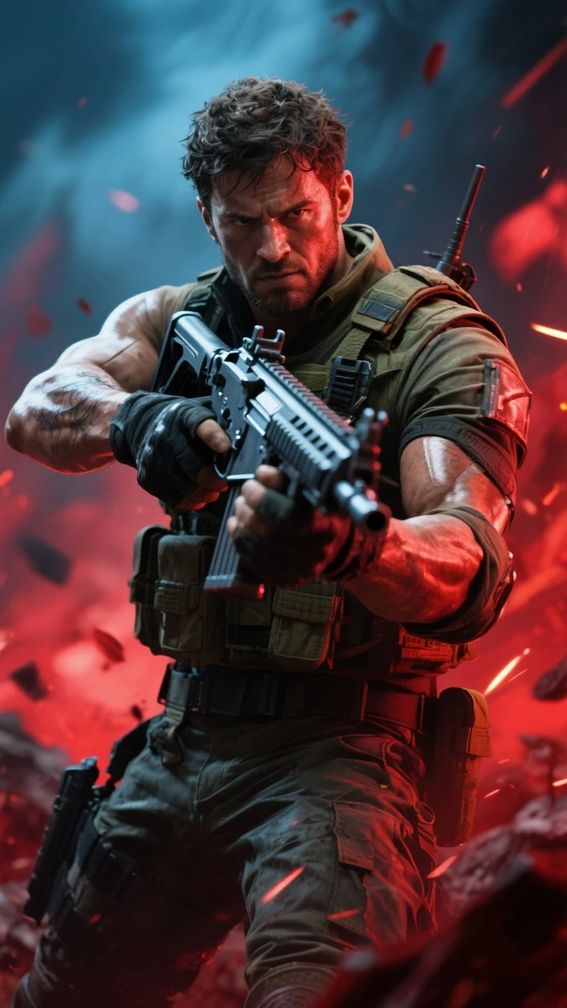 Rambo, with weapon ready to fight - SeaArt AI
