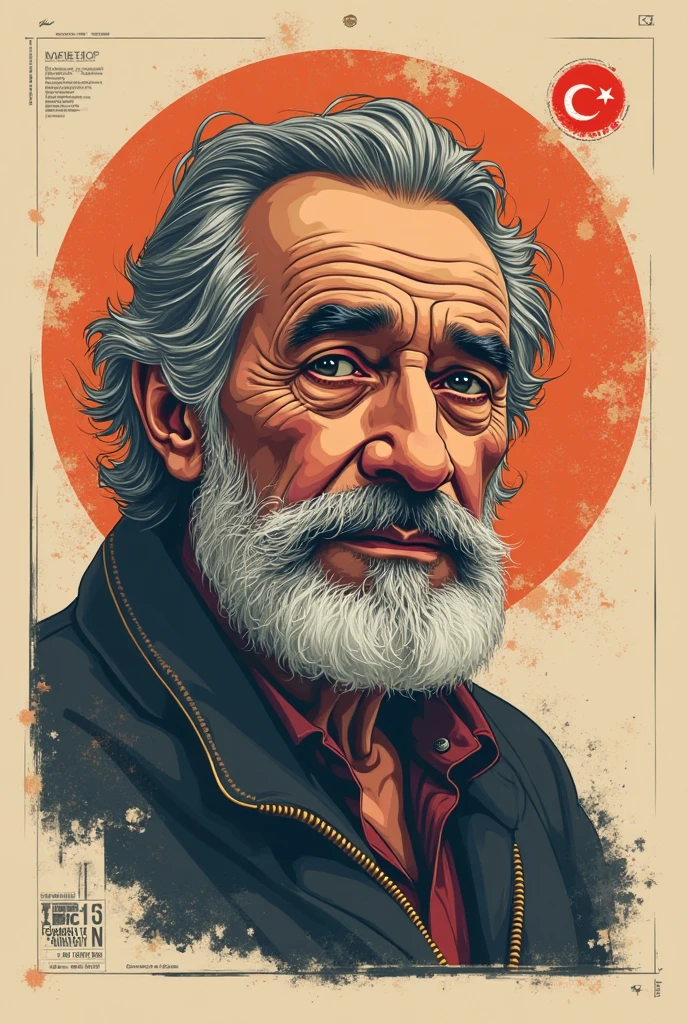 I want an old turkish man like a retro and vectorel like a retro and ...