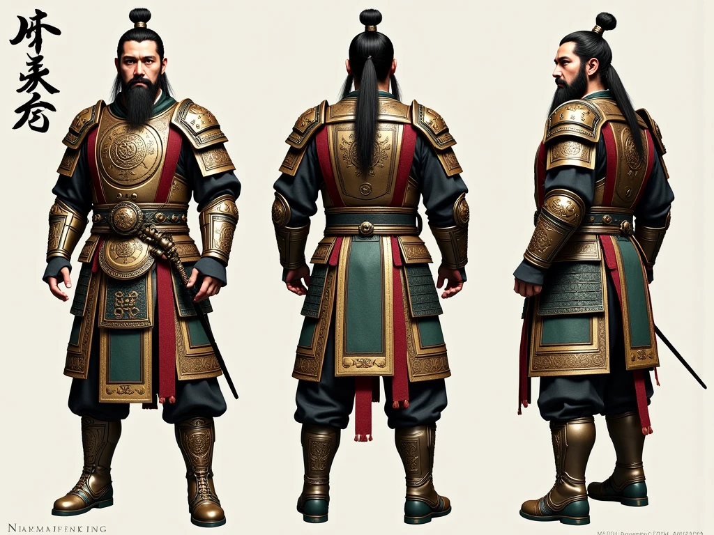Guan Yu of the Three Kingdoms、Take pictures from 3 directions - SeaArt AI