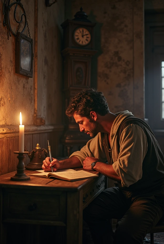 Over-the-Shoulder Shot: “Over-the-shoulder view of man writing at a ...
