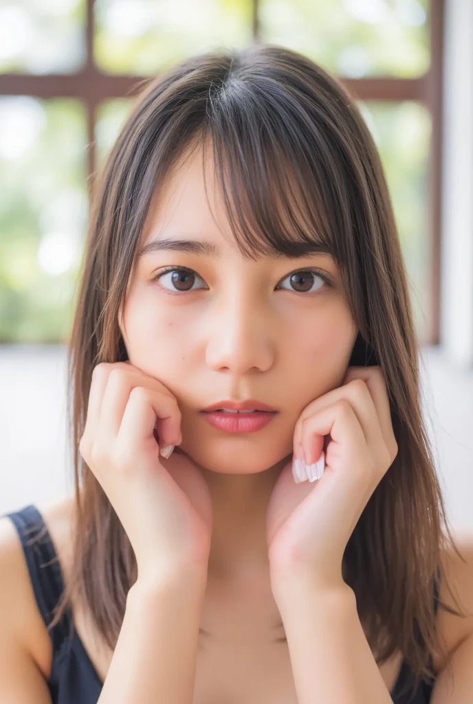 Extreme close-up portrait, the girl's love-struck face filling 95 ...