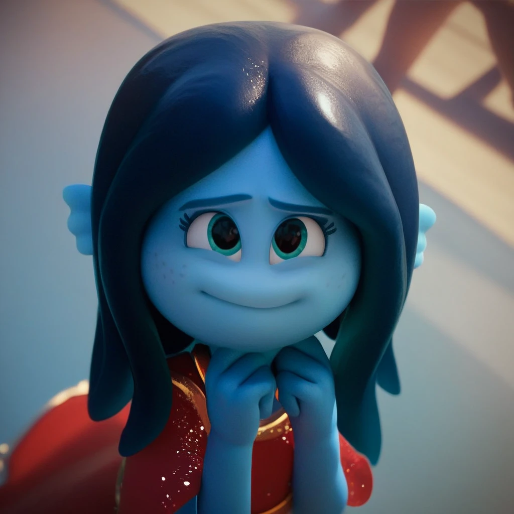 Ruby,female anthro, blue skin kraken, teal eyes, blue tentacle hair ...