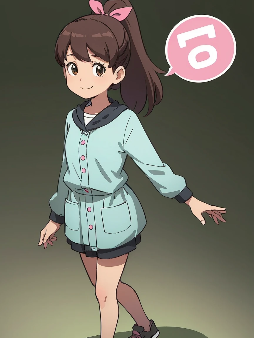 Full body, standing girl, front-facing, Kodama Fumika style, brown hair in a pon - SeaArt AI