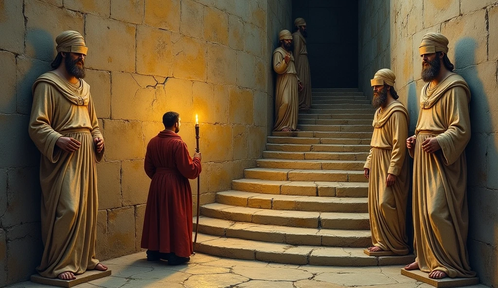 "Painted like a 16th-century Renaissance fresco, the image shows a lone ...