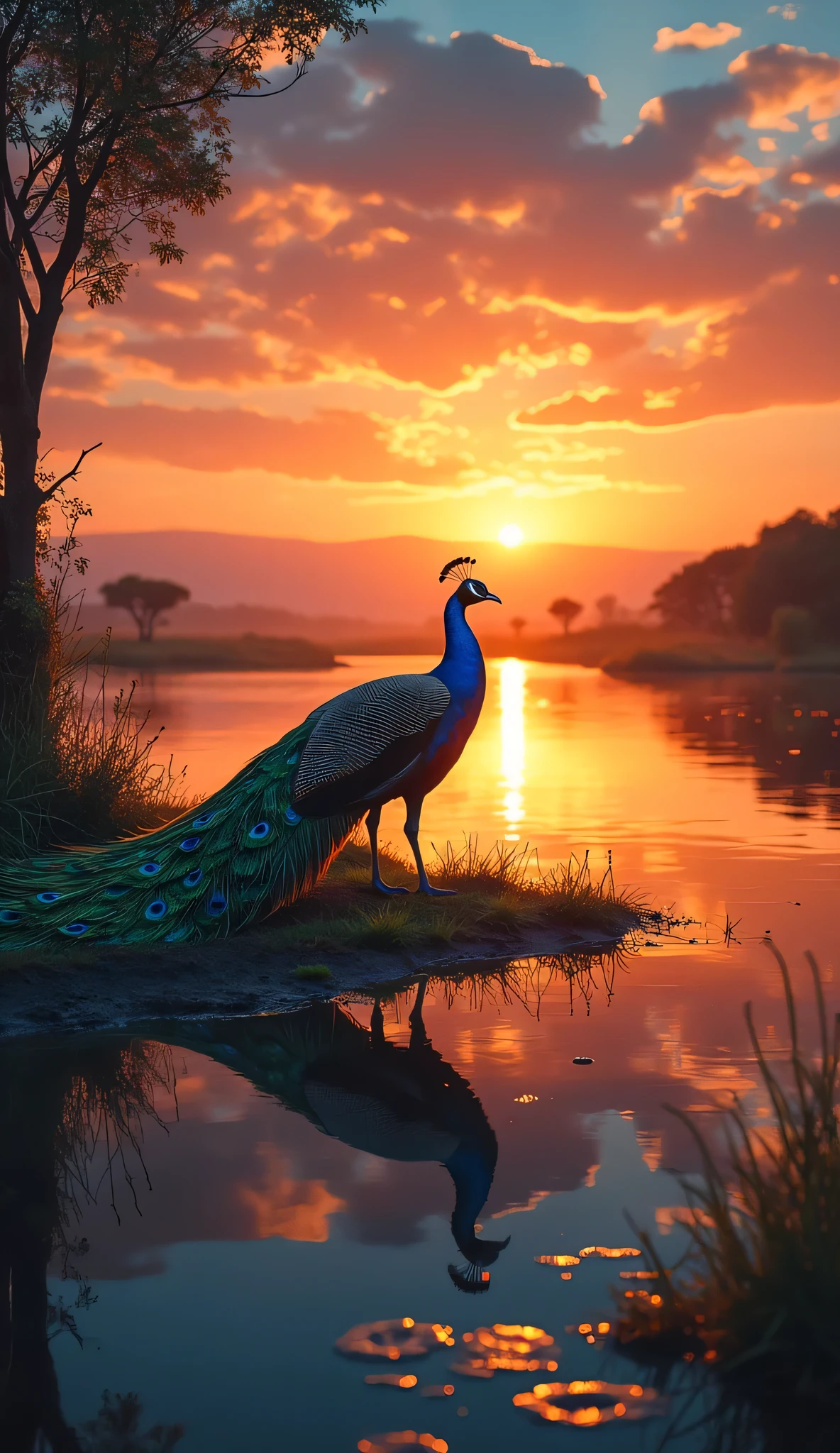 In high-resolution images、African sunset、colorful and beautiful peacock ...