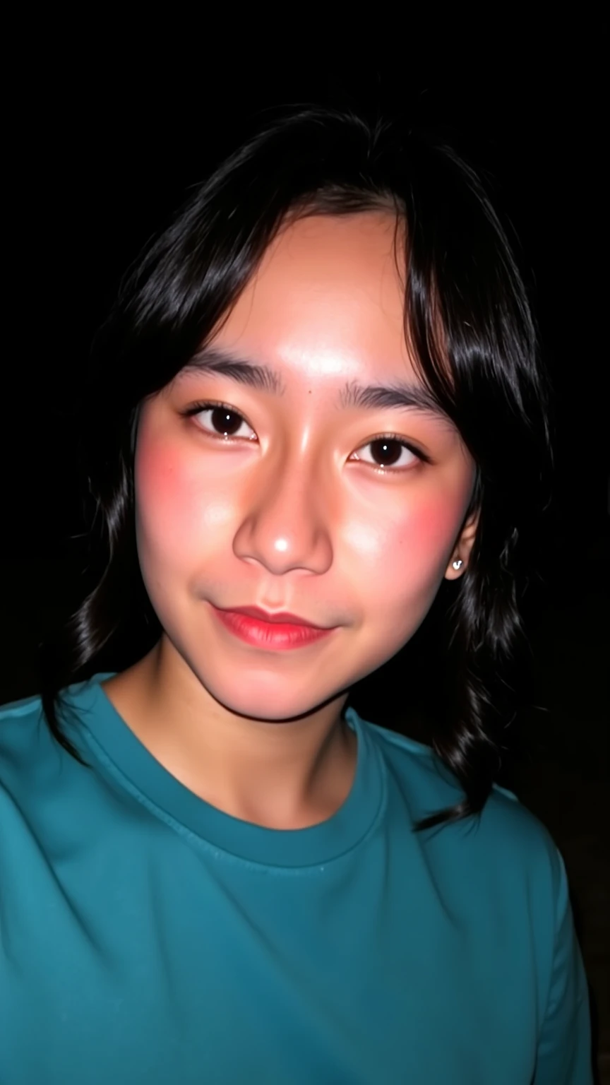 Super detailed contemporary low-light selfie, extreme close-up shot ...