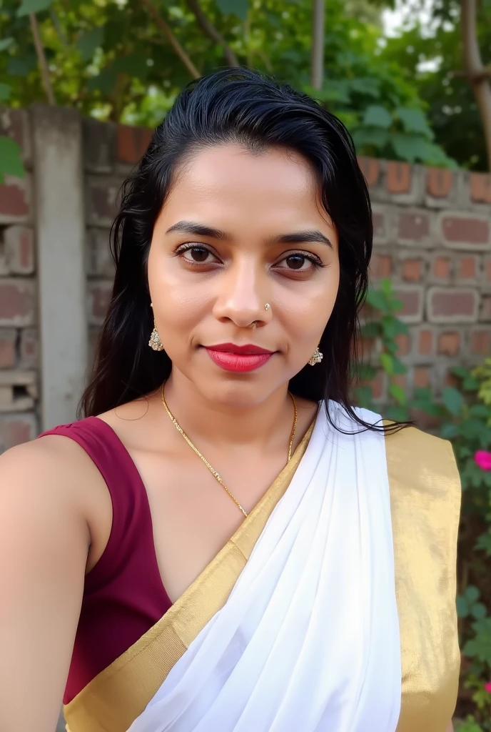 Selfie, point of view,kerala ,female is with chubby face broad jawline ...