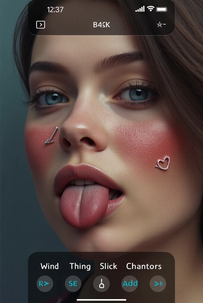 Remake this image with the girl's face cumbering and tongue sticking out and add - SeaArt AI