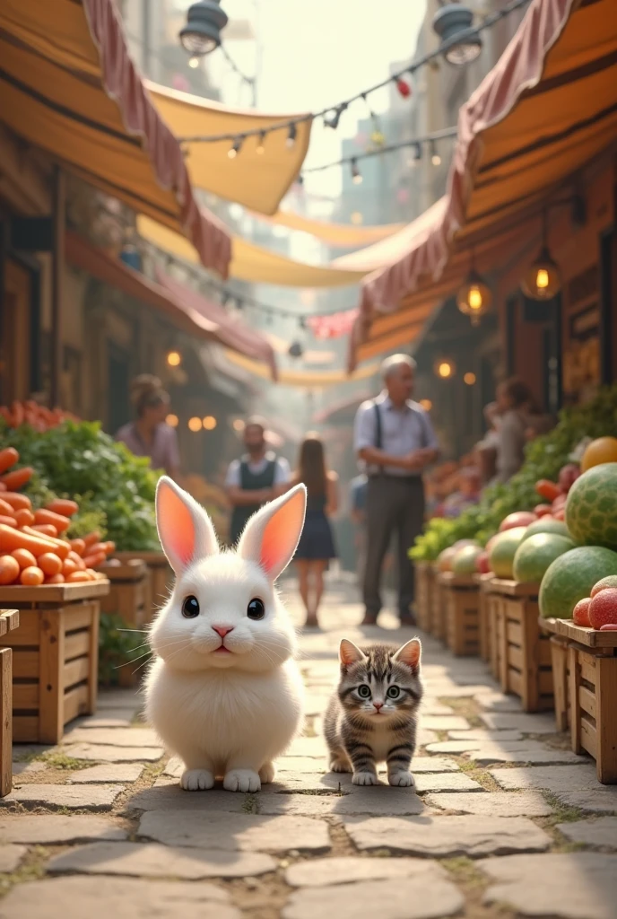 **Image Description:** The image captures a vibrant, open-air vegetable ...