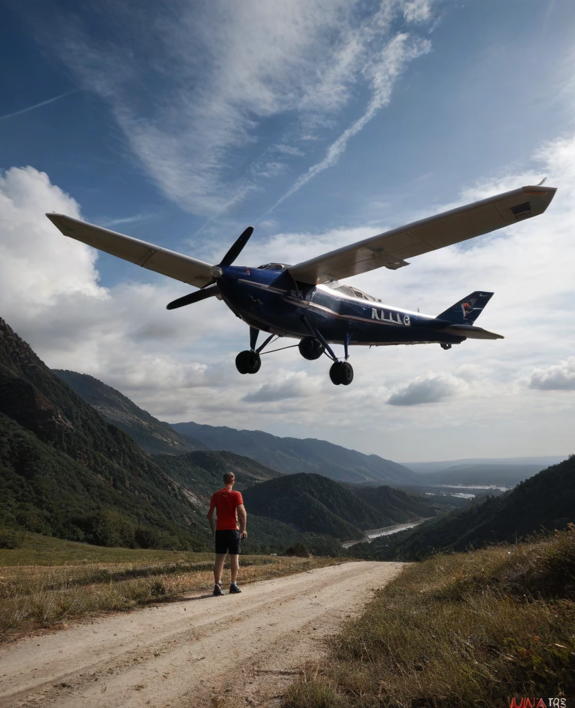 A big plane passes in front of them, appreciating the beauty of nature ...