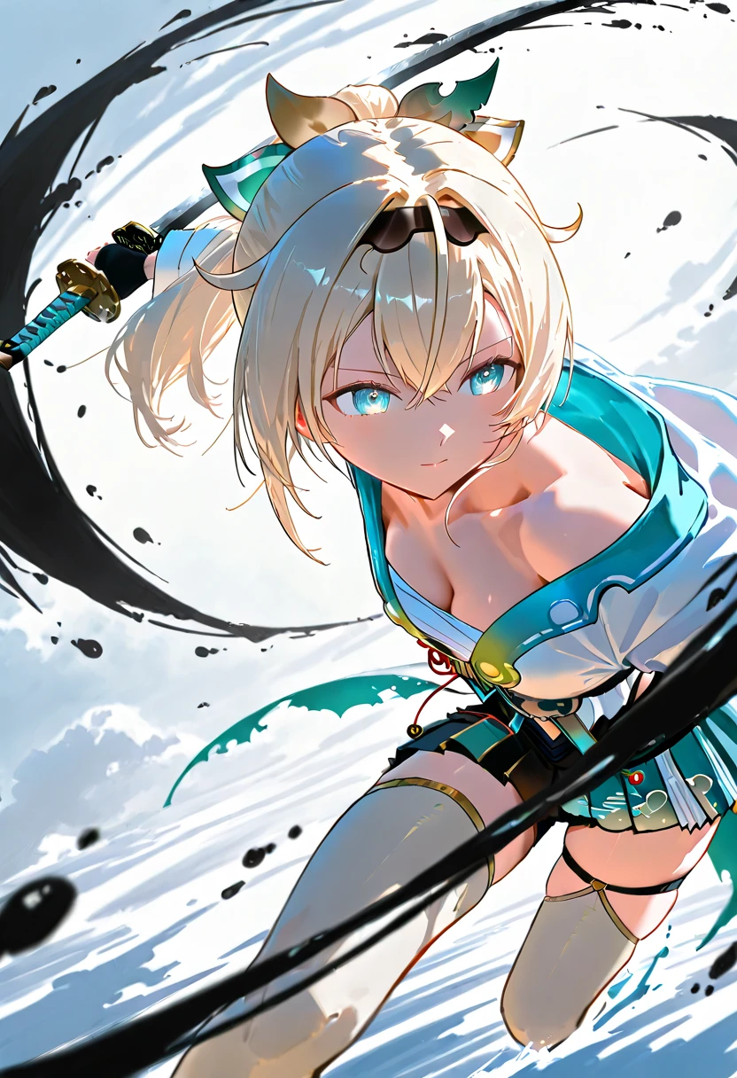 Black and white art, Ink painting,1 girl, solo, vtuber style - SeaArt AI