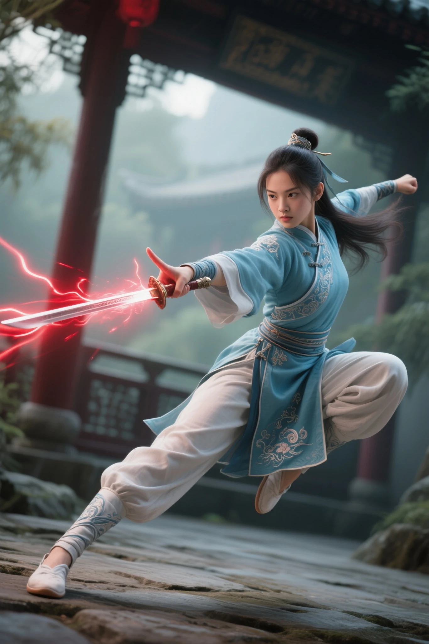 A girl with strong martial arts skills in Jin Yong's martial arts novel - SeaArt AI