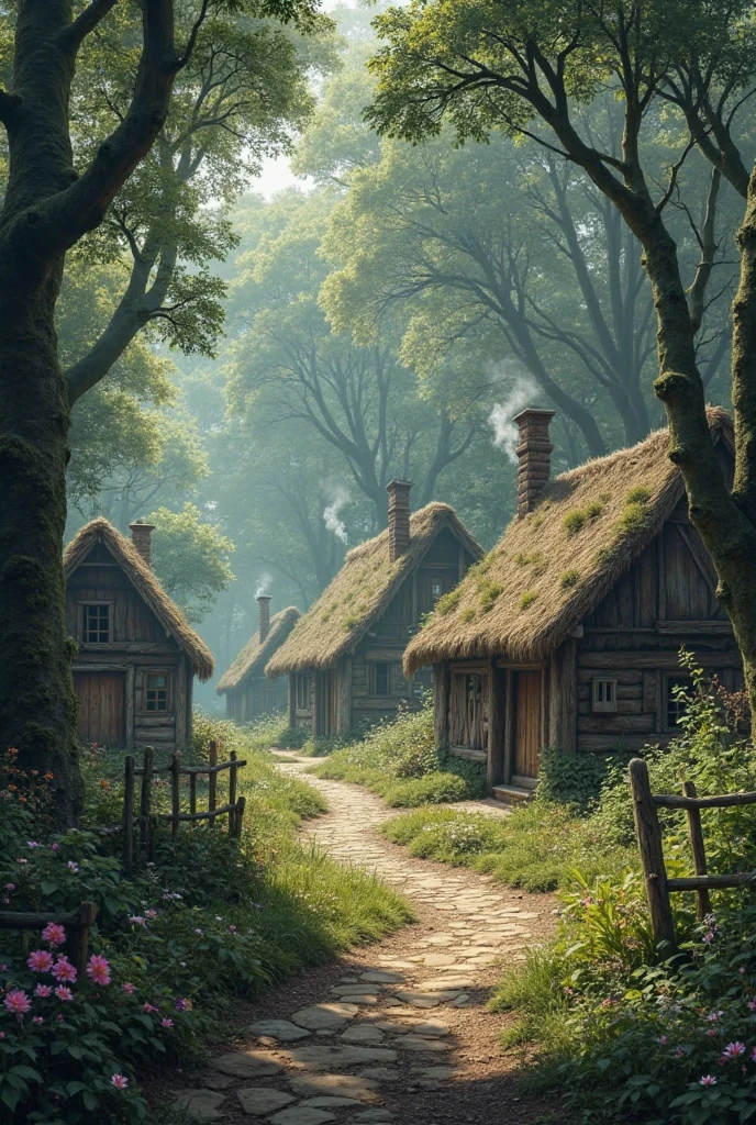 A remote village in the middle of the forest. - SeaArt AI
