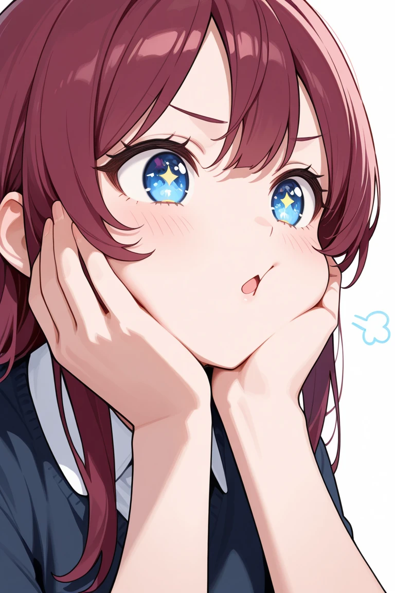 Puff out one's cheeks,star-shaped pupils,happy,smile,open mouth - SeaArt AI