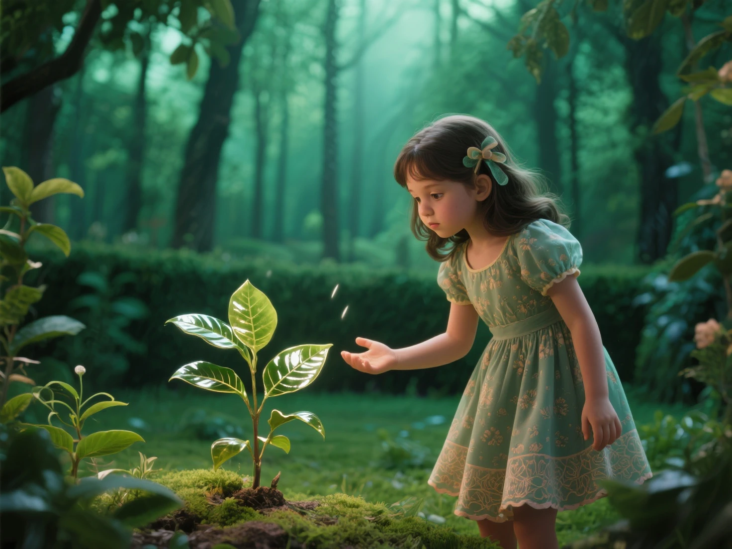 Maya, a curious , finds a small plant with shiny leaves in her garden ...
