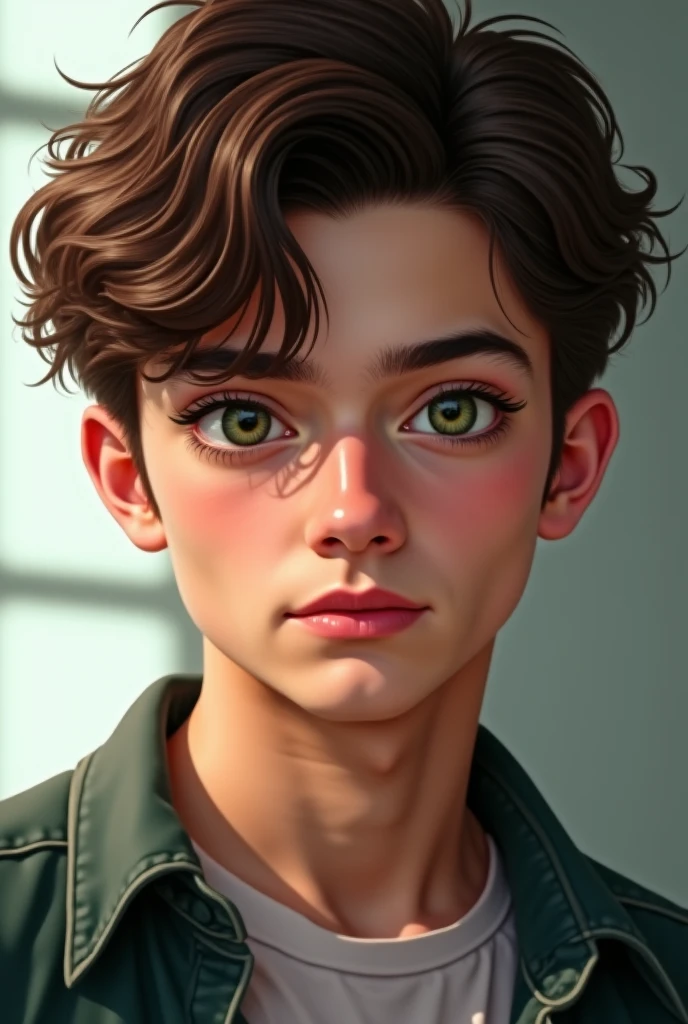 Handsome boy 18 years old,brunette,green-eyed - SeaArt AI