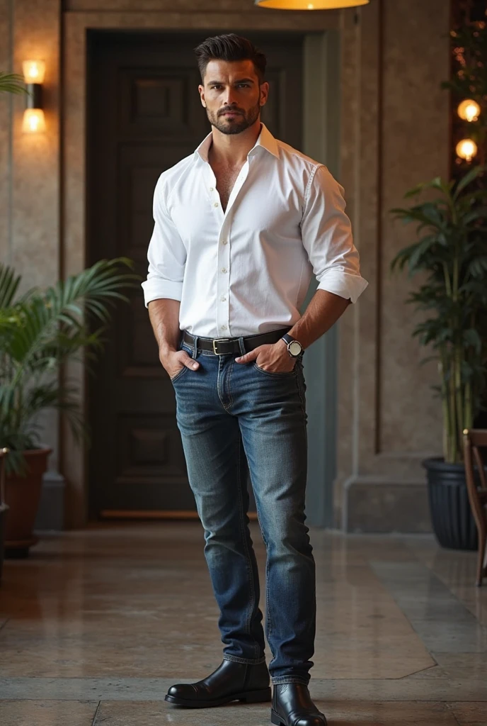 Tall strong handsome man soap opera heartthrob style,photos,black boots ...