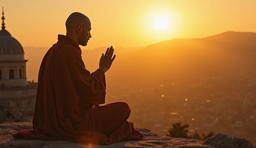 Lord monk pray in morning time create like realistic view - SeaArt AI