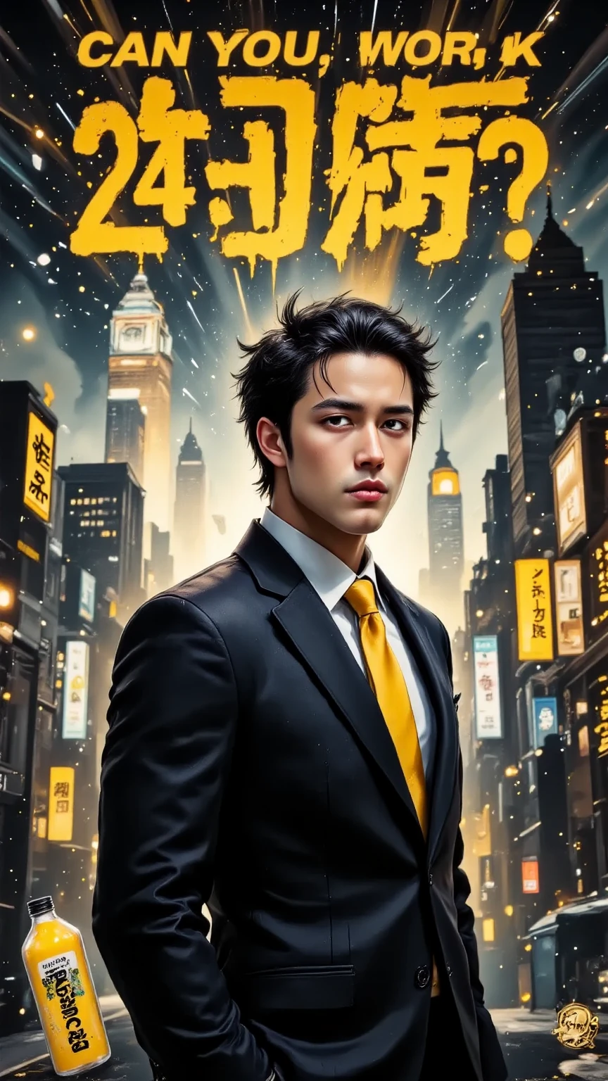 （new release Energy Drink commercial:1.5),(「Can you work 24 hours a day ...