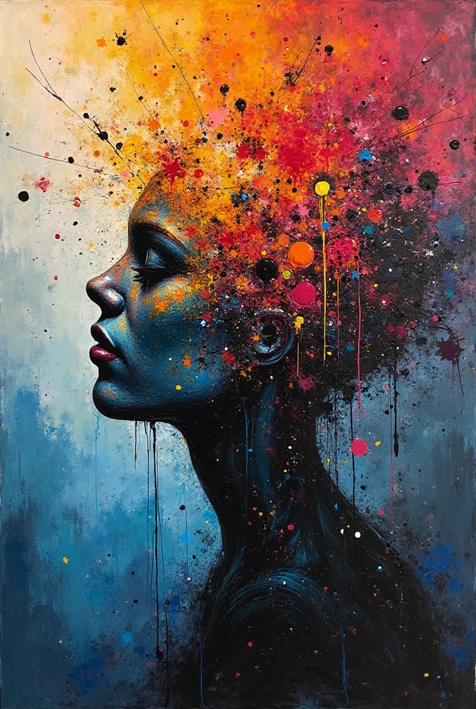 Abstract art painting based on the theme, stress and anxiety - SeaArt AI