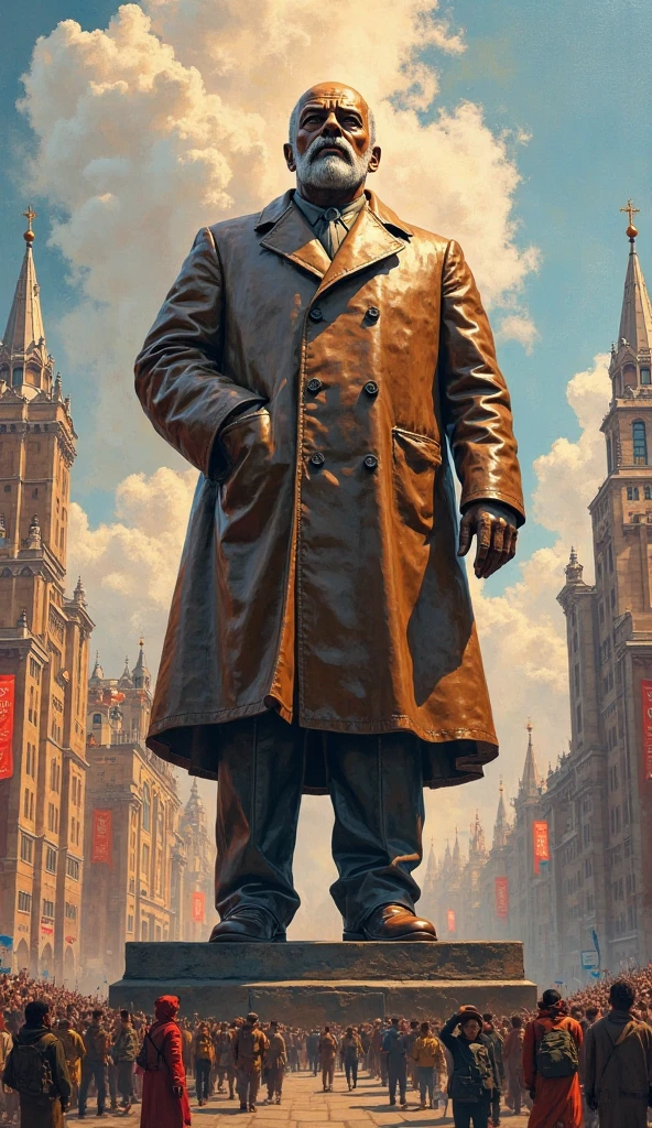 Painting a statue of Lenin - SeaArt AI