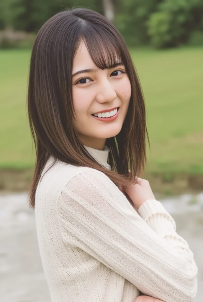 Beautiful Japanese woman、 beautiful eyes、Front face、 Smile、 beautiful ...