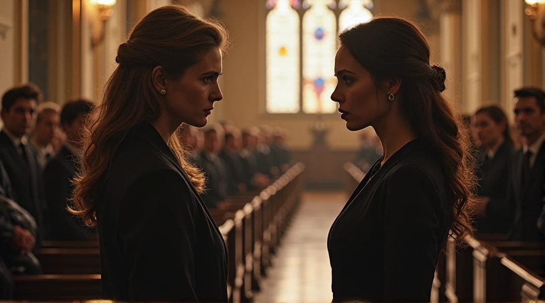 Rachel confronting Diana in the back pew, calm but fierce expression ...