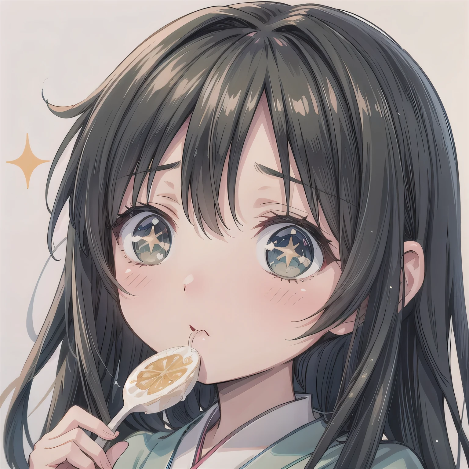 A Japanese anime-style chibi girl, 3-head-tall, super round body and ...