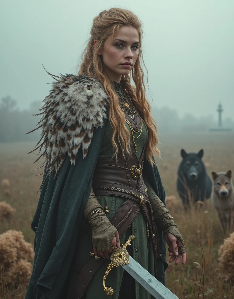 Render an 8K, ultra-detailed image of Freya, Norse goddess of love ...