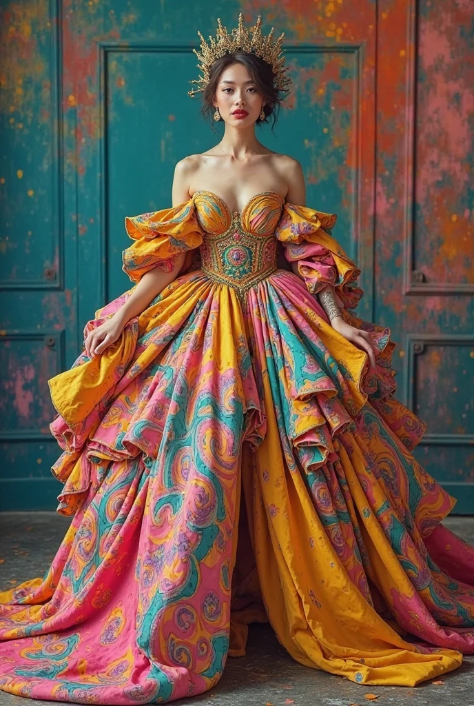 > A stunning, youthful and beautiful woman wearing an extravagant royal ...