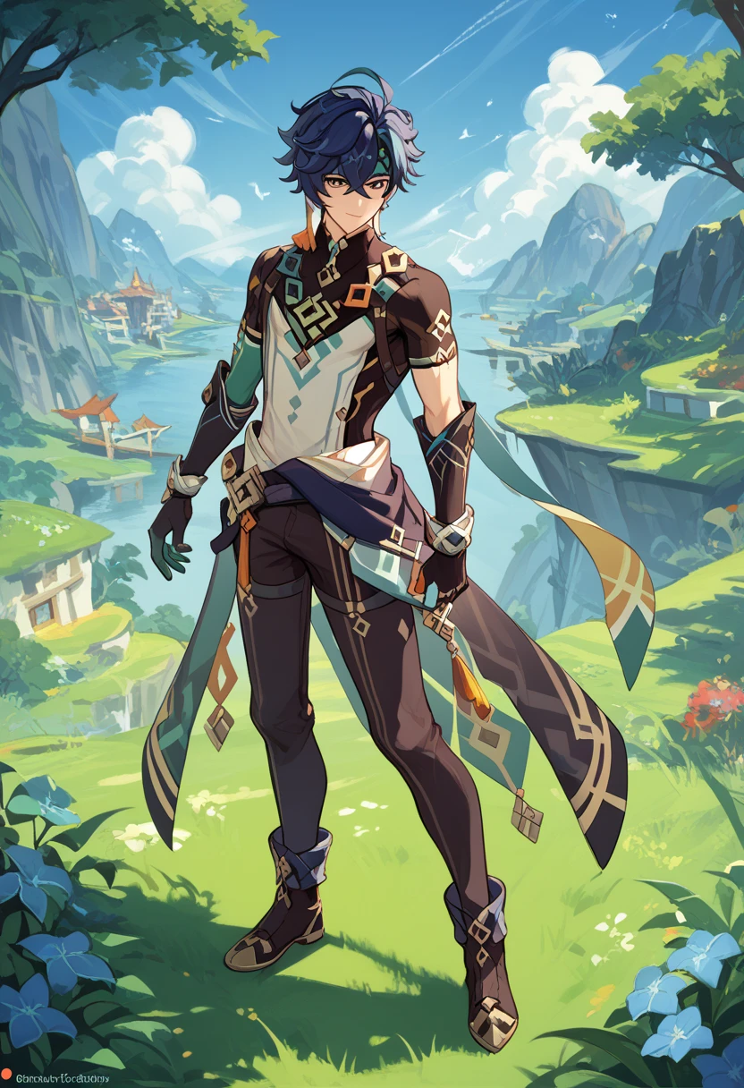 Genshin Impact, anime, 1 character, male, full body, adult, - SeaArt AI