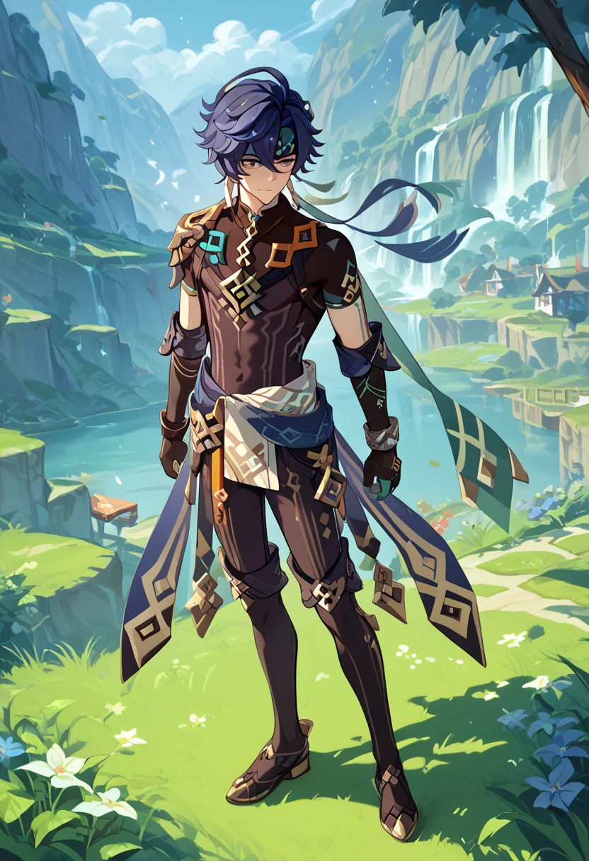 Genshin Impact, anime, 1 character, male, full body, adult, - SeaArt AI