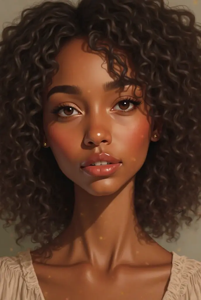 Woman Half Japanese Half Ethiopian Shiny Brown Skin Doe Hazel Eyes