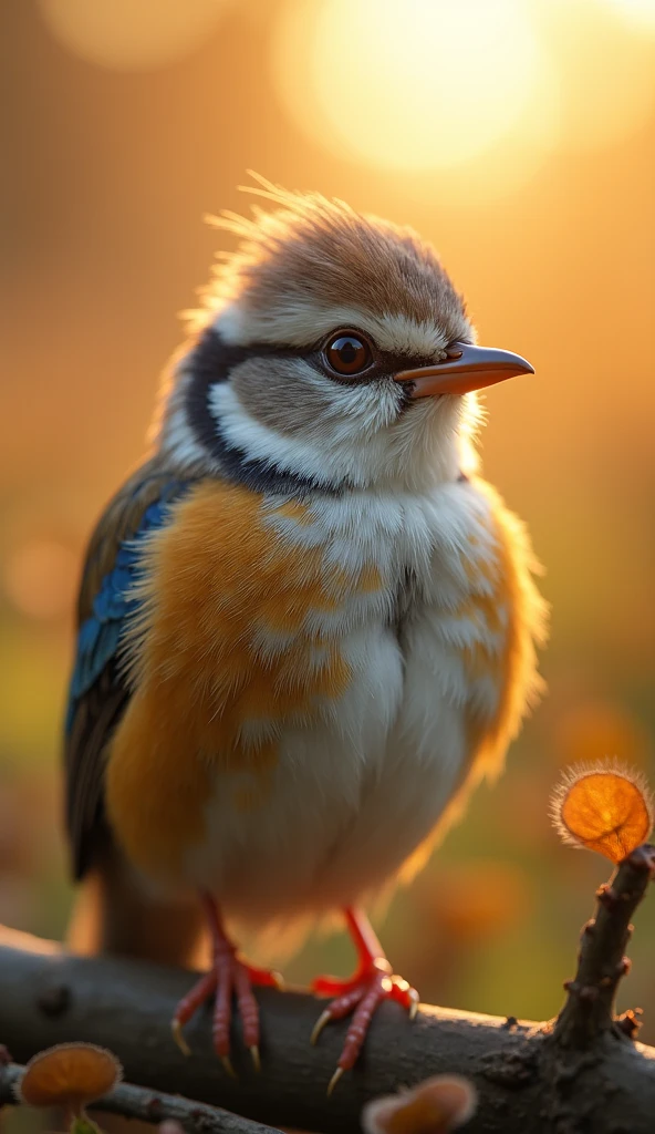 A mesmerizing close-up portrait of a gorgeous little bird illuminated ...