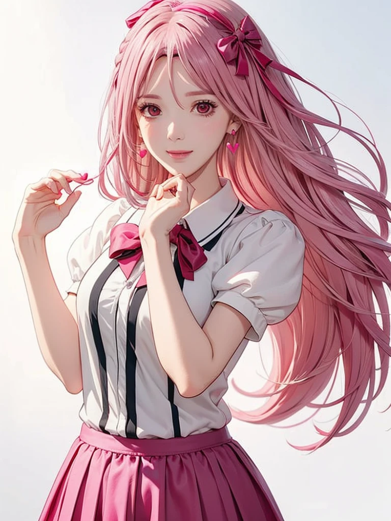 Adorable girl dressed like an anime character with hearts and bow on ...