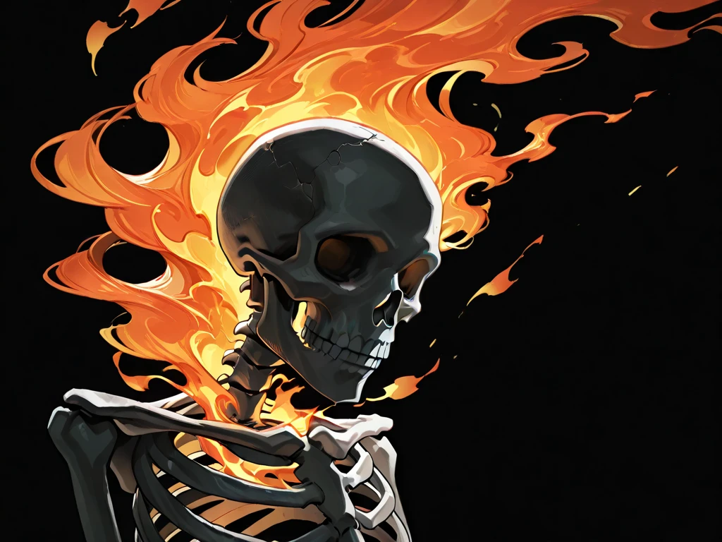 A skeleton on fire on school - SeaArt AI
