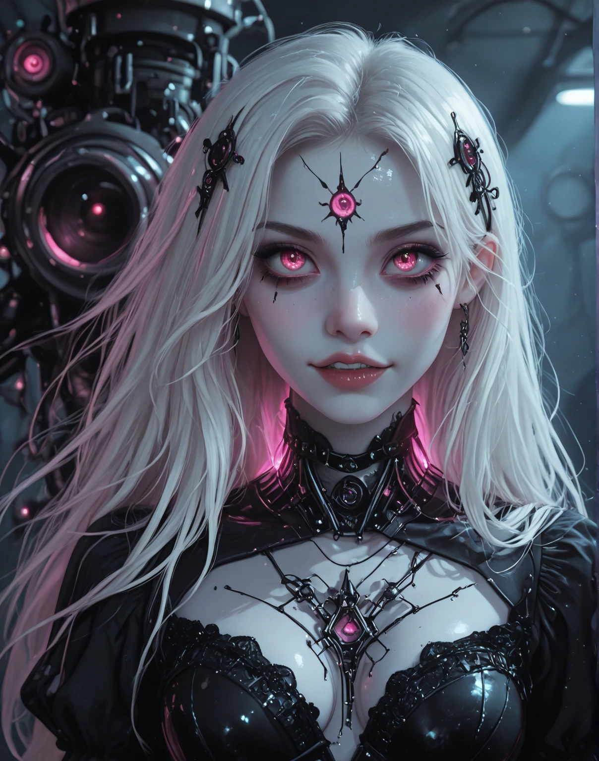 This is a high-end fashion photo，in the photo, a Gothic female soldier ...