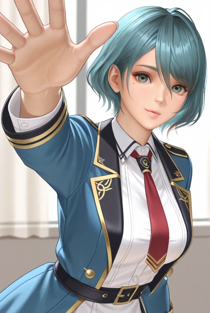 Tamaki \(doa vv\),aqua hair,short hair,green eyes,mole under eye ...